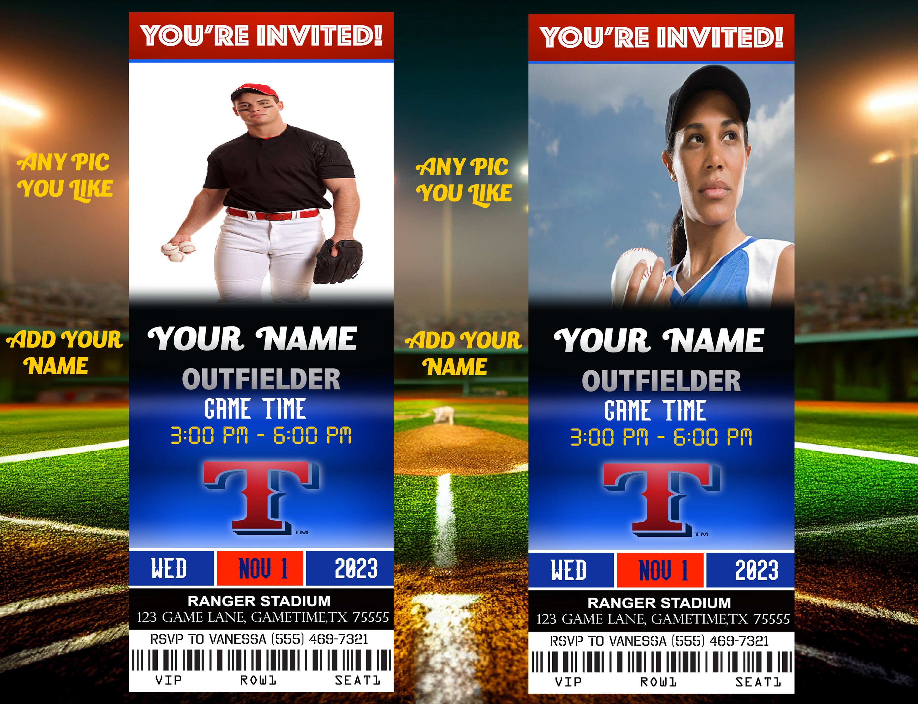 Texas Rangers Themed Ticket Invitation, Rangers Ticket Invite, TX ...