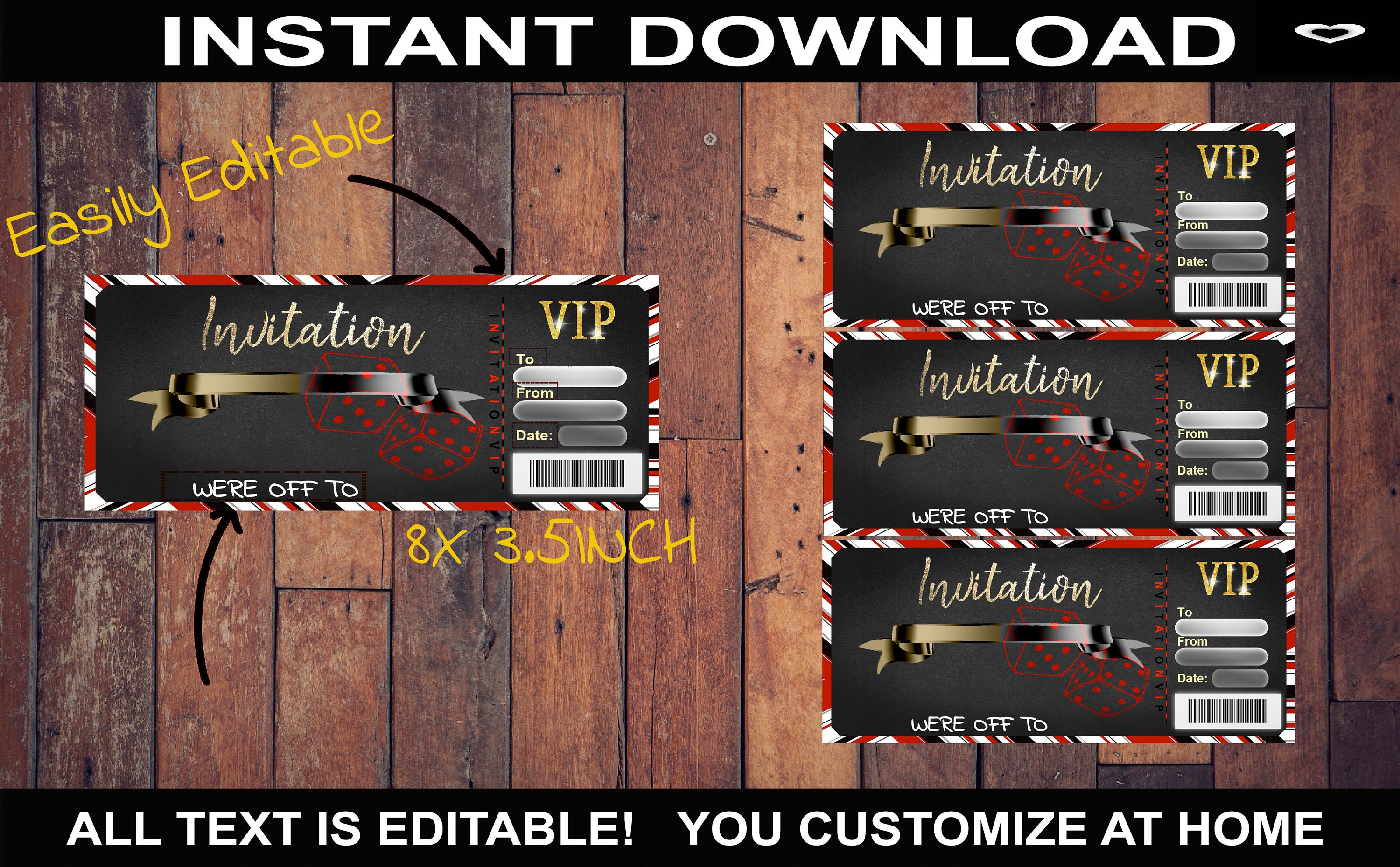 VIP Ticket Editable Template, Invitation Ticket Gift Gambling ...