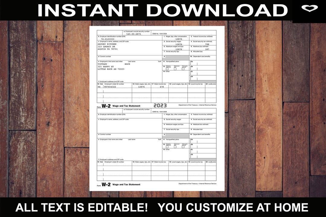 Editable W-2 Template Proof of Income 2023 - Etsy UK