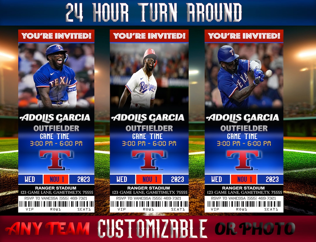 Texas Rangers Themed Ticket Invitation, Rangers Ticket Invite, TX ...