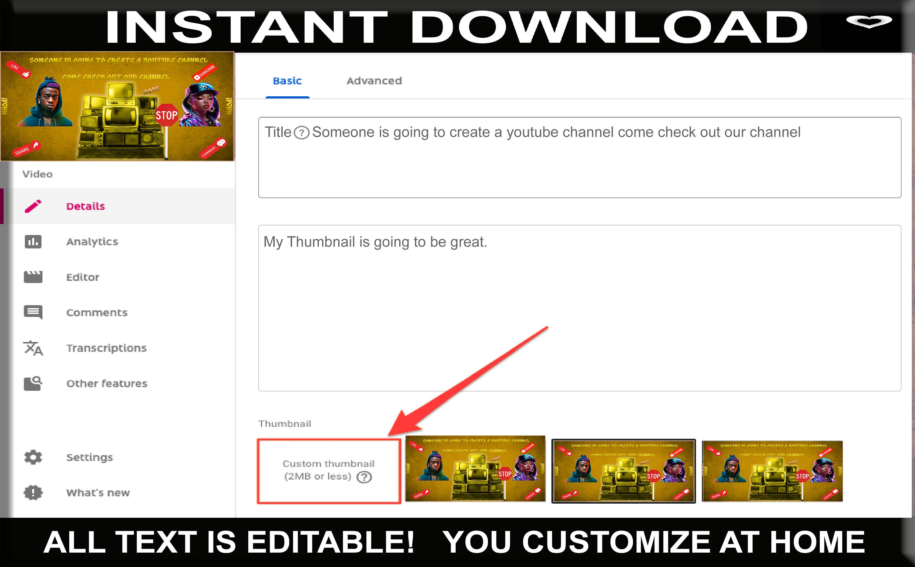 AI THUMBNAIL Template for Your Channel Custom Thumbnail AI Thumbnail ...