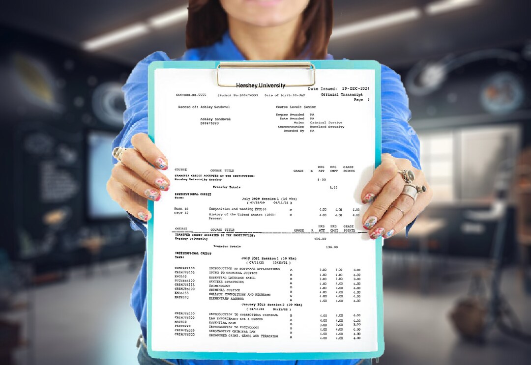 Official College Transcript Template, Printable Editable College ...