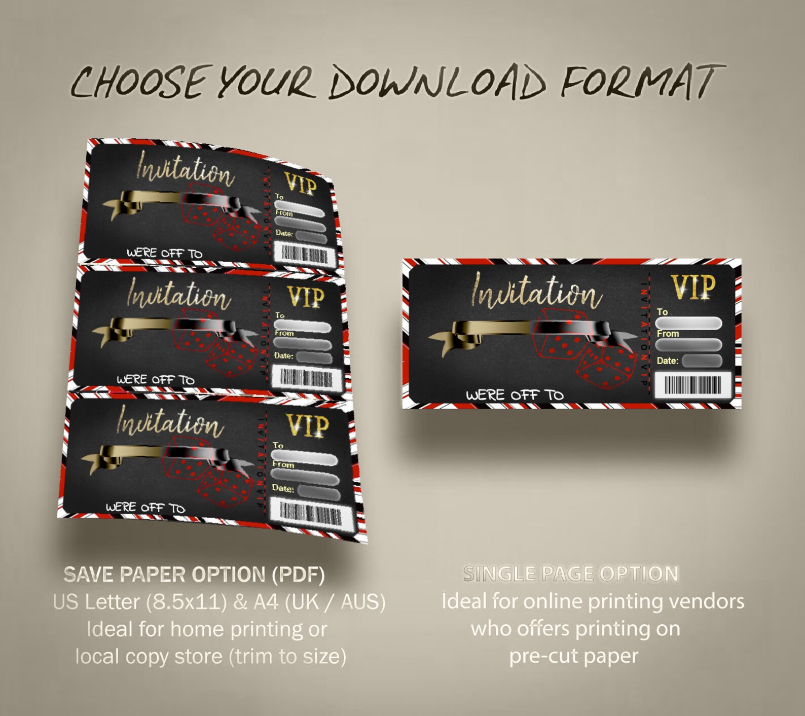 VIP Ticket Editable Template, Invitation Ticket Gift Gambling ...