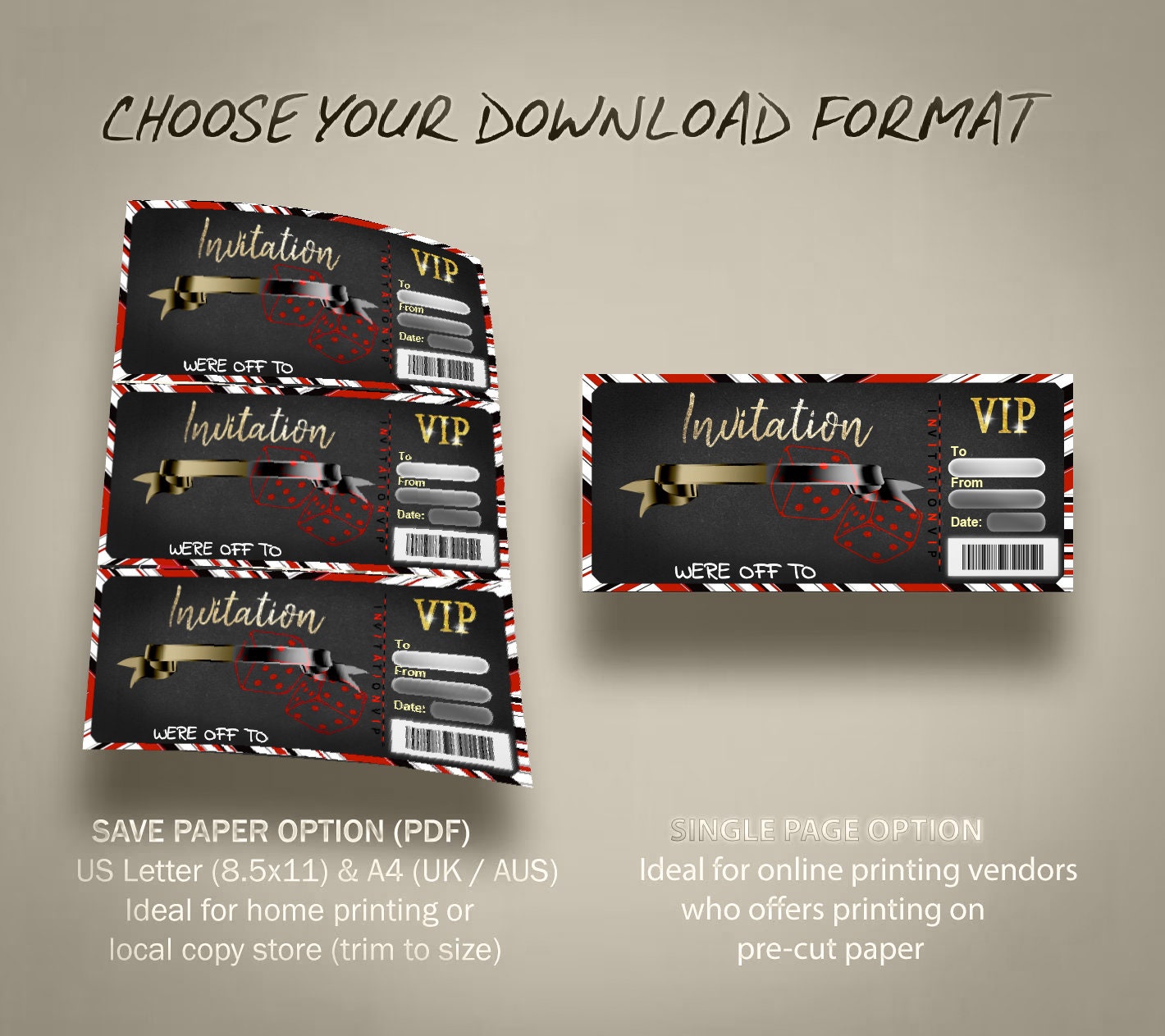 VIP Ticket Editable Template, Invitation Ticket Gift Gambling ...