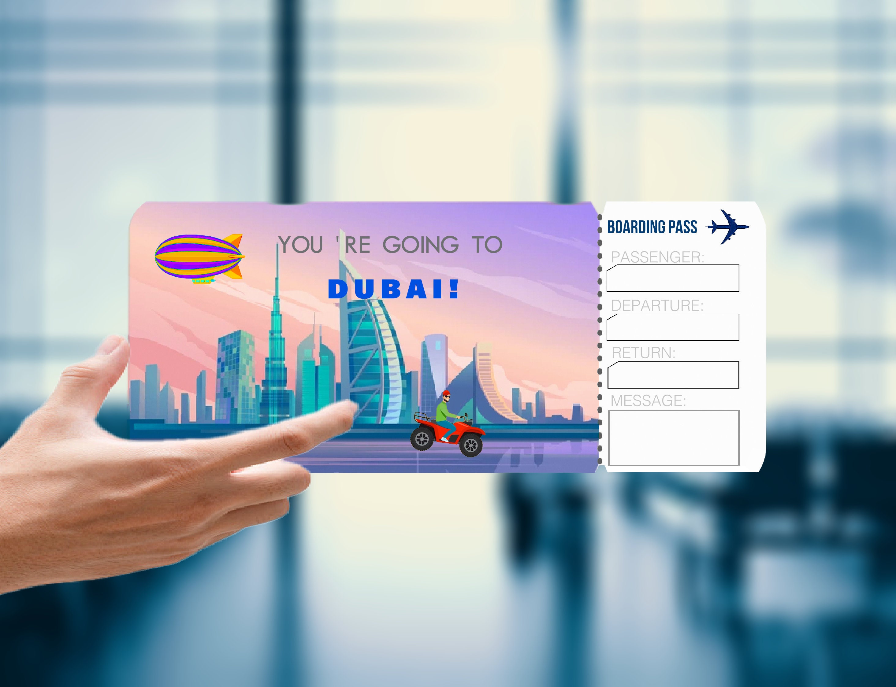 DUBAI Surprise Gift Ticket - Printable Boarding Pass Souvenir ...