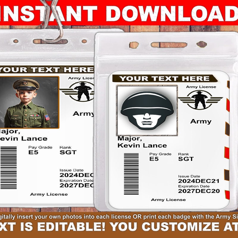 Army Id Card - Etsy
