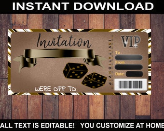 VIP Ticket Editable Template, Invitation Ticket Gift Gambling ...