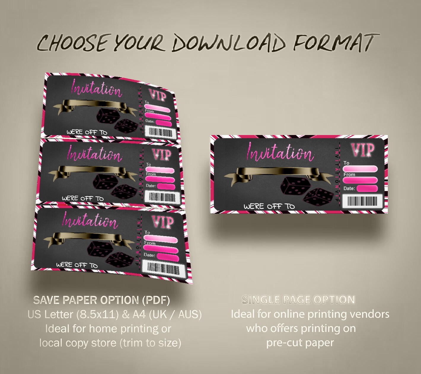 VIP Ticket Editable Template, Invitation Ticket Gift Gambling ...