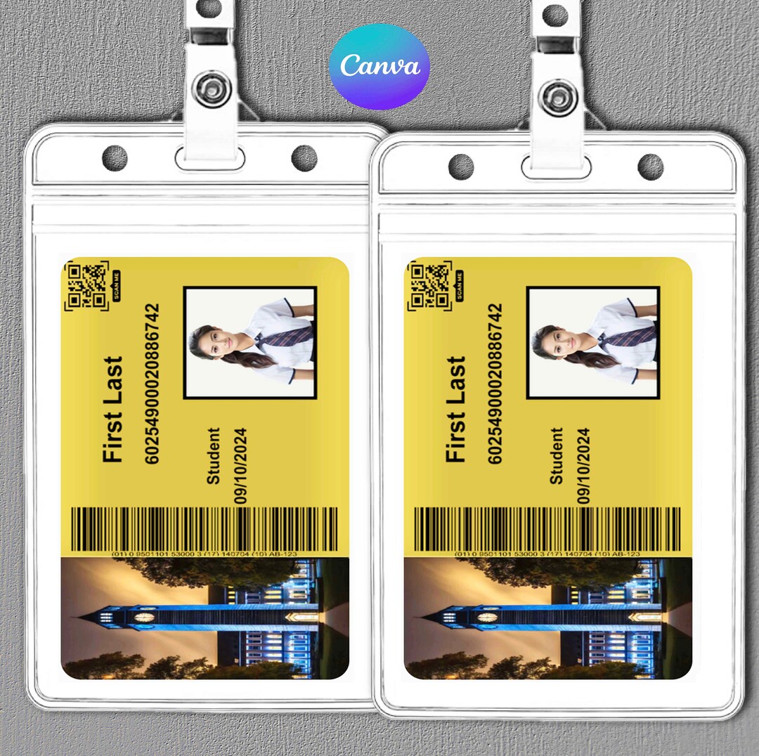 Customizable ID Badge Template, Canva Editable Badge, Printable College ...