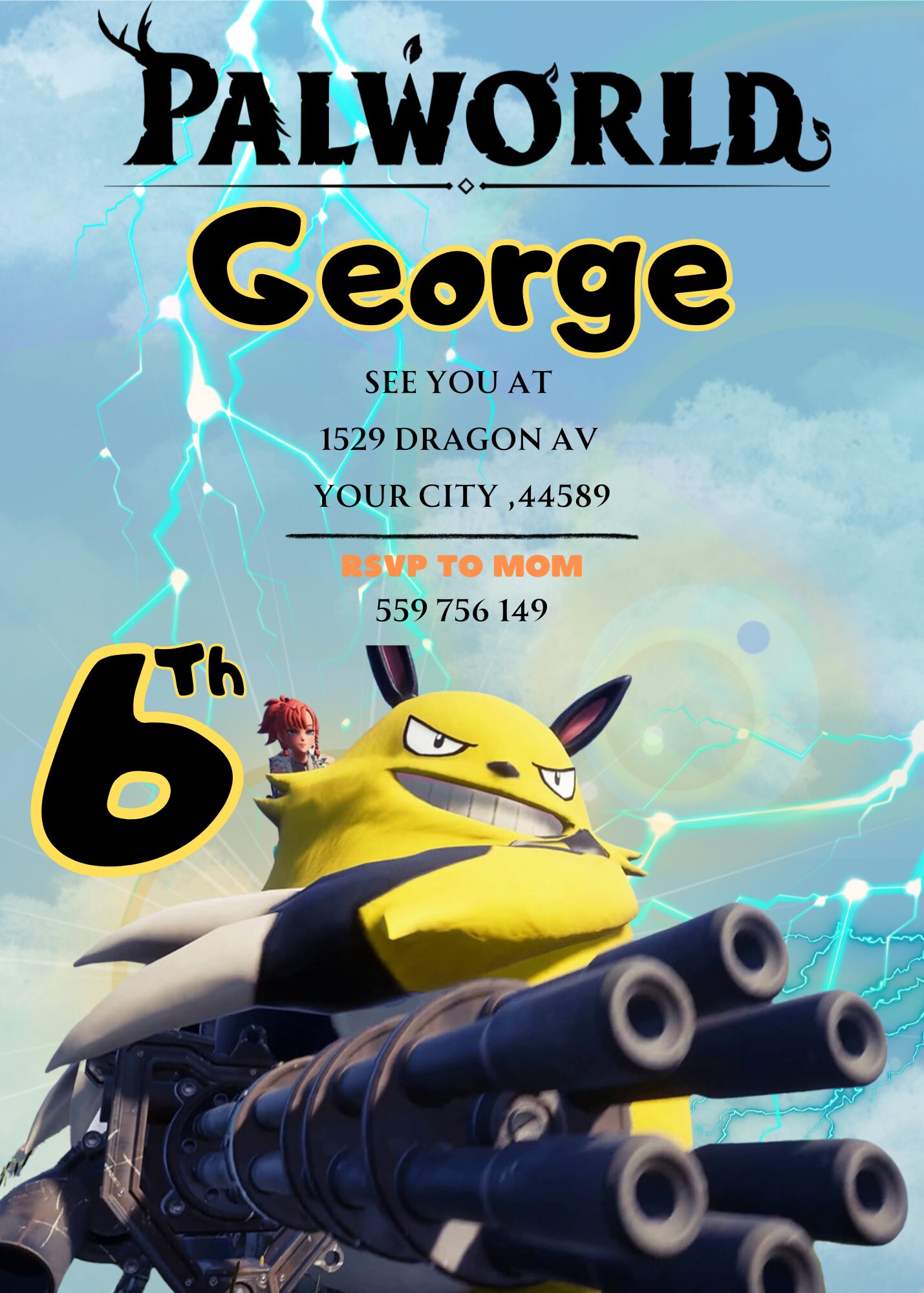 Digital PALWORLD Invitation Editable in Canva Let the Party Begin - Etsy