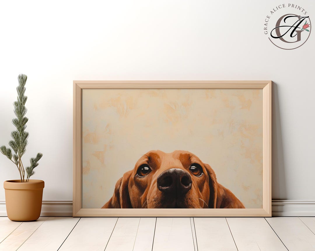Bloodhound Peeking Wall Art, Cute Dog Wall Art, Minimalist Pet Portrait ...