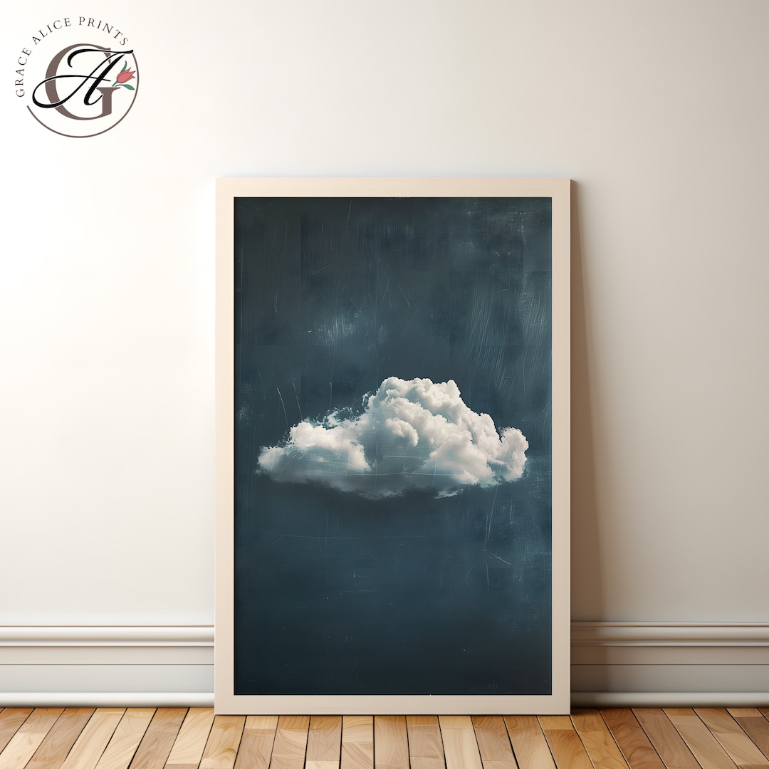 Navy Cloud Art Print: Moody Blue Wall Decor (digital Download) - Etsy