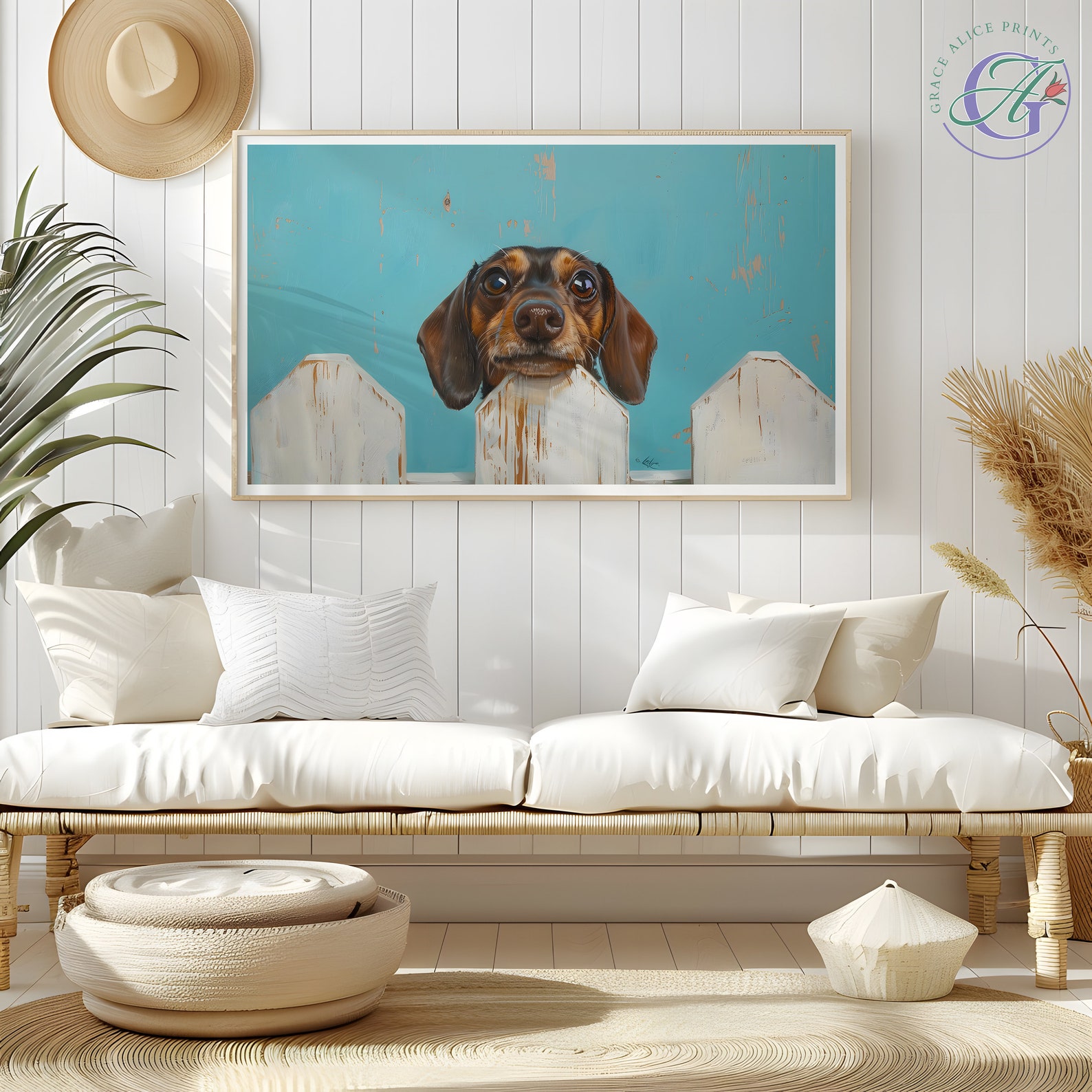 Frame TV Dachshund Dog Art, Dachshund Artwork, Dog Painting, Dog ...