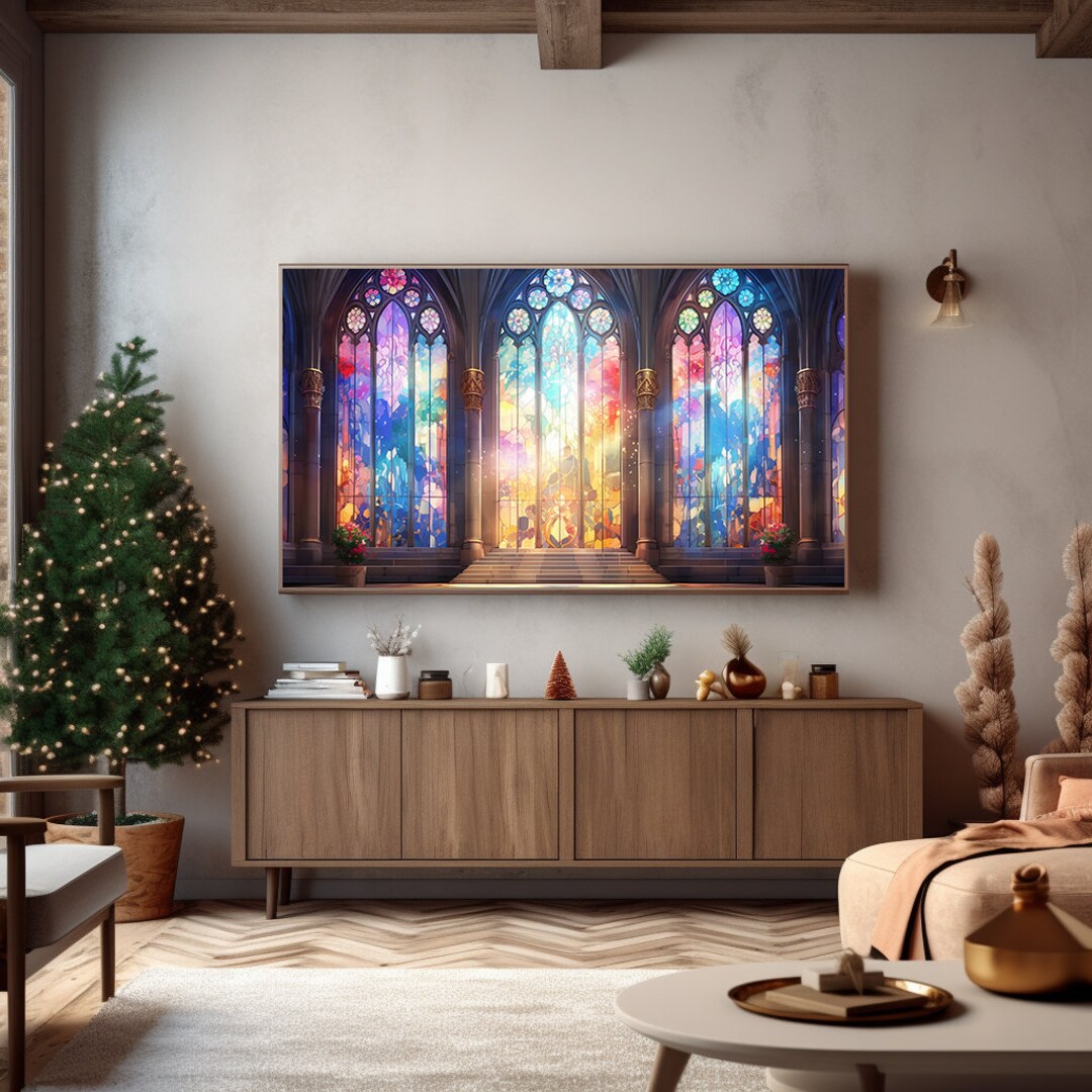 Stained Glass Windows Frame TV Art: Cathedral Design (digital Download ...