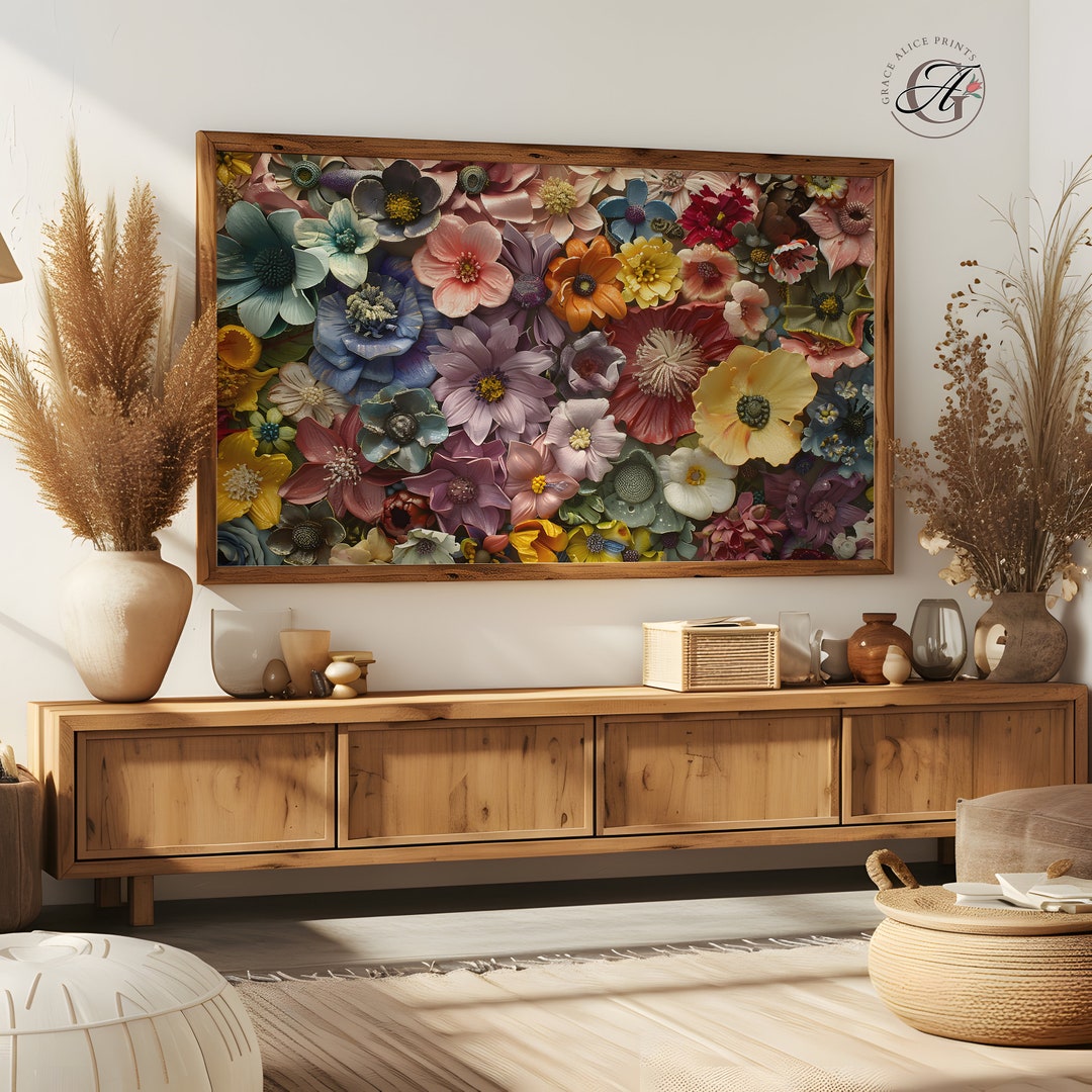 Ceramic Flowers Frame TV Art: Colorful Spring Wildflowers (digital ...