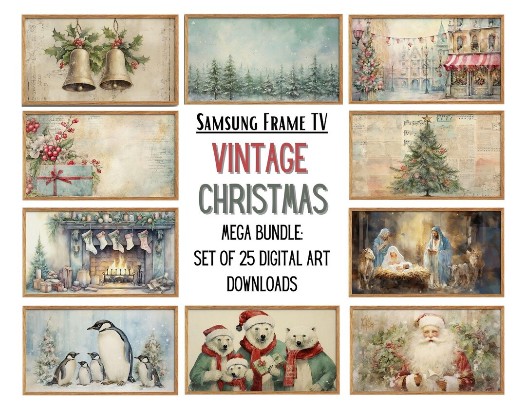 Vintage Christmas Art Bundle: 25 Frame TV Digital Prints - Etsy