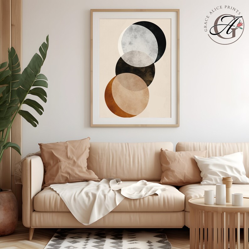 Japandi Wall Art, Abstract Boho Art, Abstract Earthtone Circles, Japandi Digital Download ...