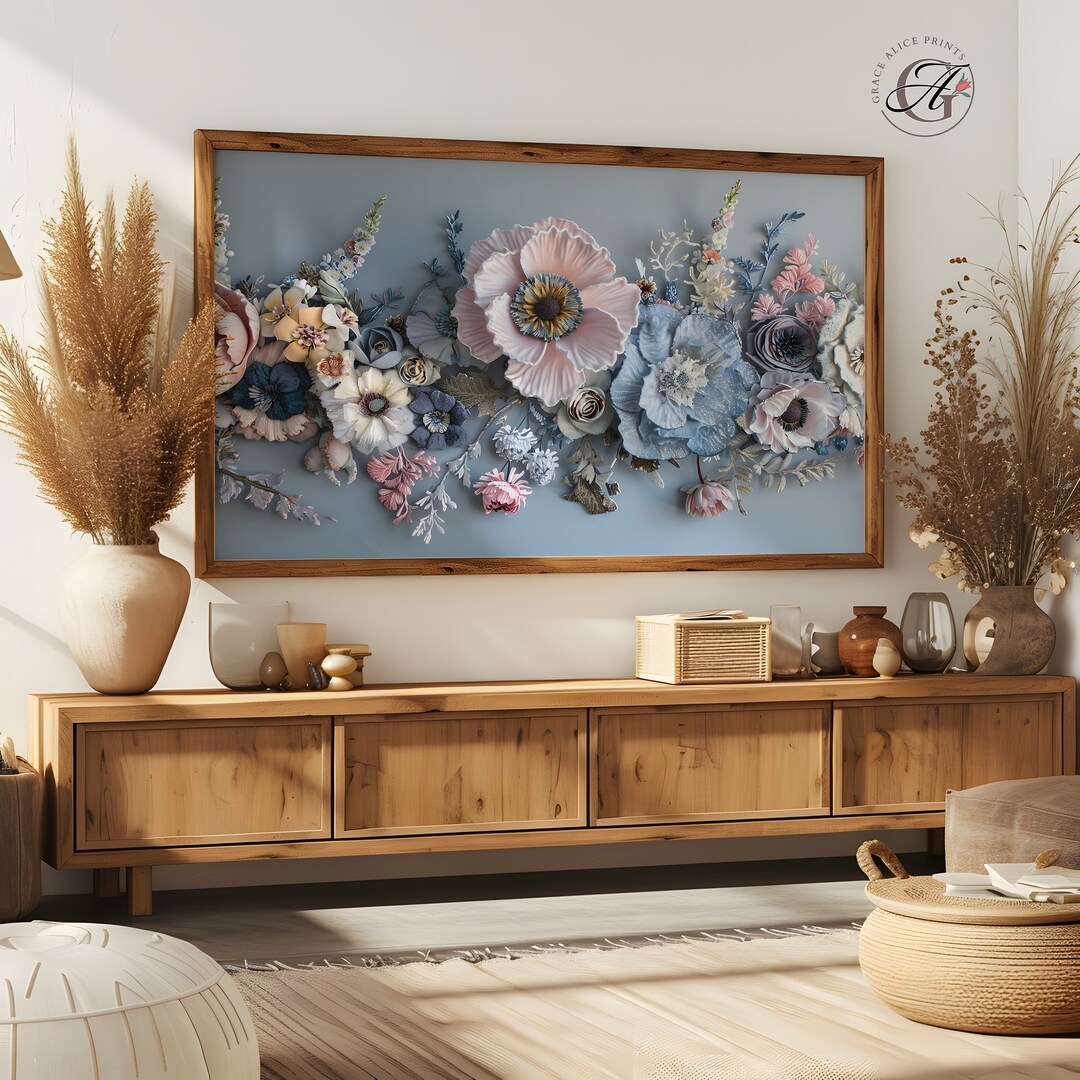 Frame TV Pastel Fabric Flowers, Flowers TV Art, Spring TV Art, Fabric ...