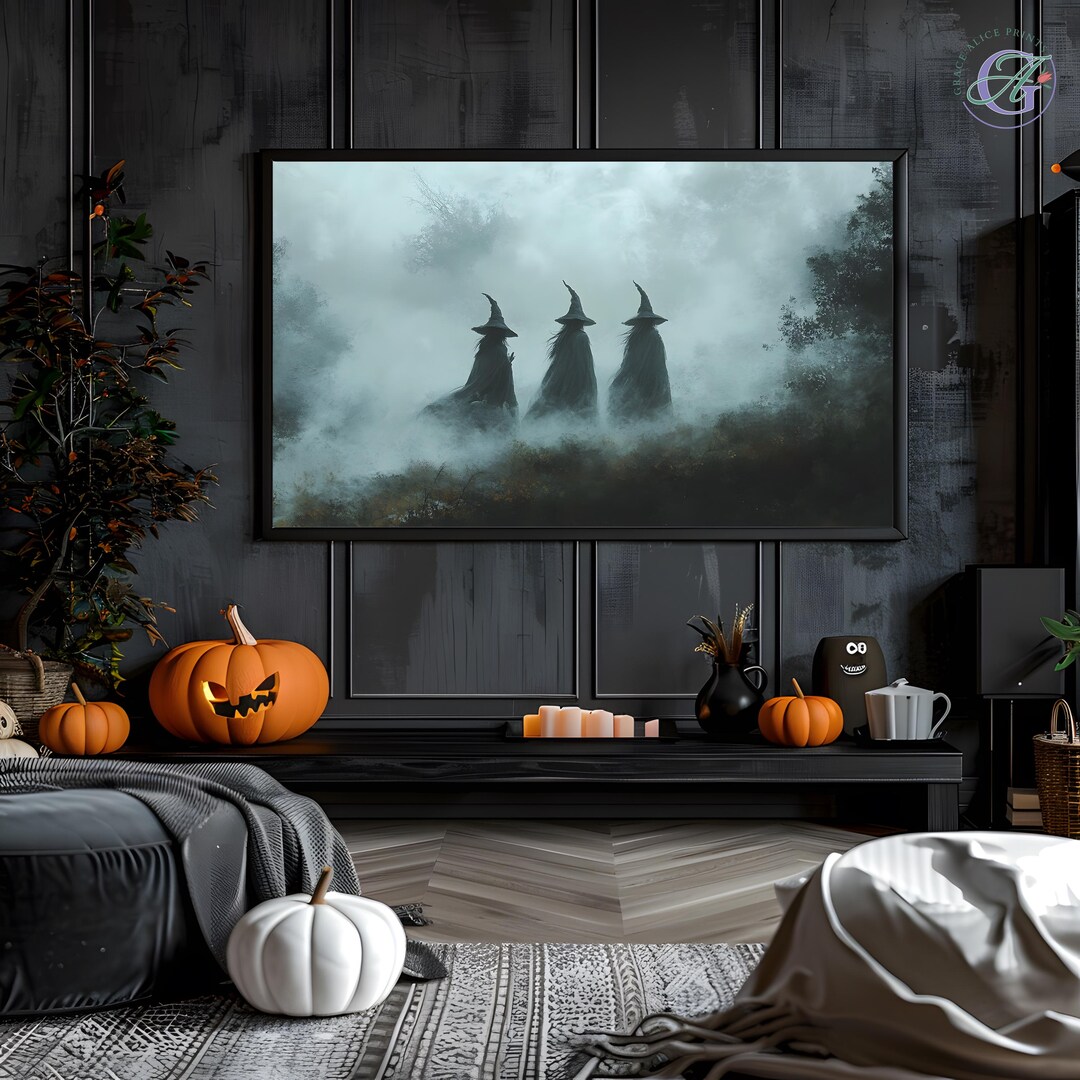 Frame TV Halloween Art: Three Witches in Foggy Forest (digital Download ...