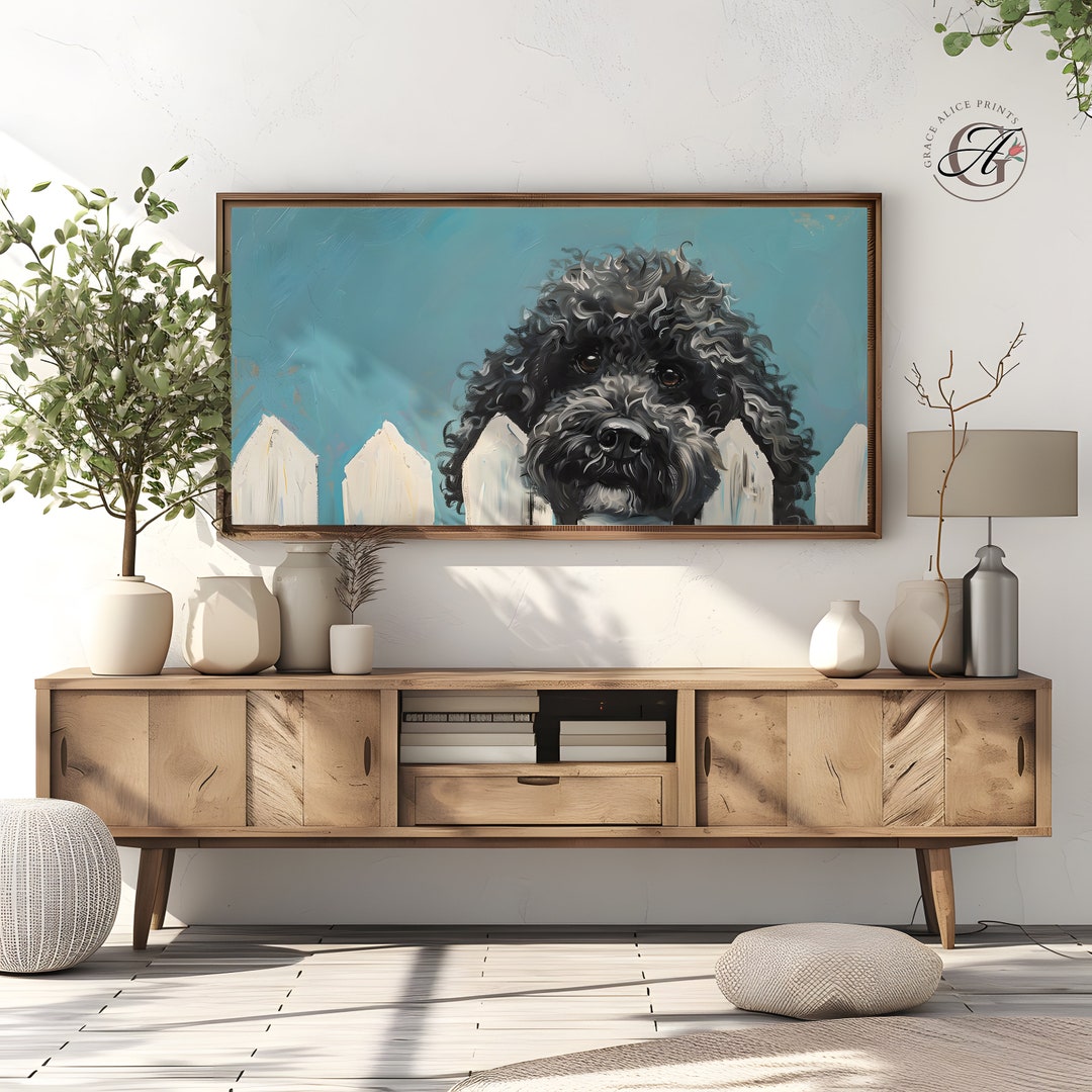 Frame TV Black Poodle Art: Oil Painting Digital Download - Etsy