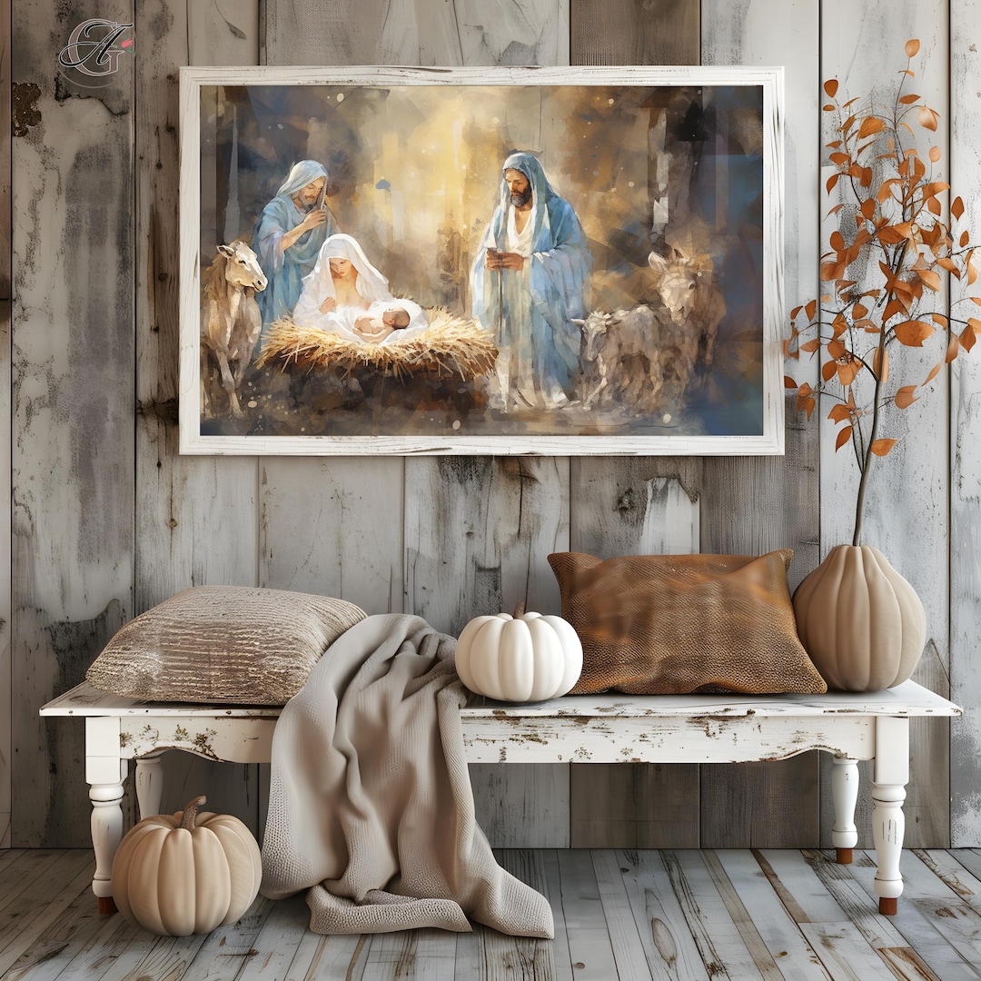 Vintage Nativity Scene Watercolor Art Print (digital Download) - Etsy