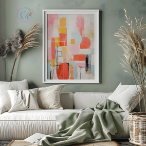 Pastel Boho Abstract Wall Art Print, Modern Boho Wall Art Poster ...