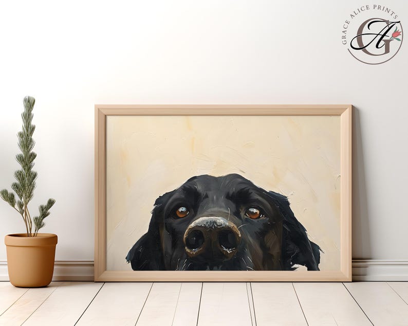 Black Lab Peeking Print: Minimalist Dog Portrait (digital Download) - Etsy