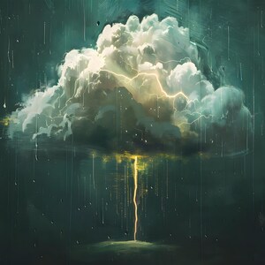 Lightning Strike Storm Cloud Wall Art, Moody Cloud Digital Download Art ...