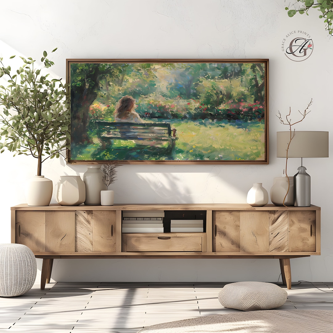 Frame TV Monet Peaceful Park, Claude Monet, Woman Portrait Oil Painting ...