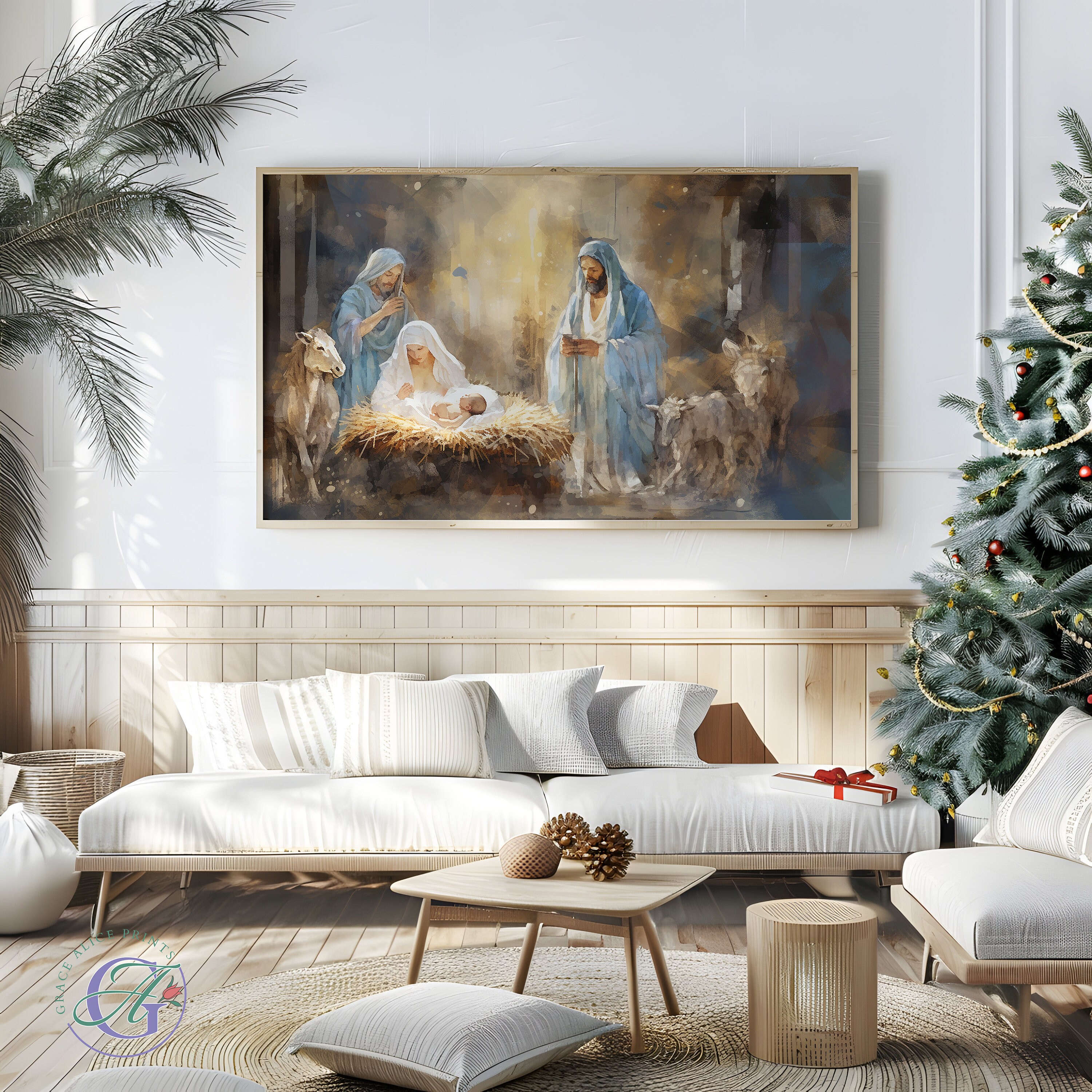 Vintage Nativity Scene Frame TV Art: Christmas Holiday (digital ...