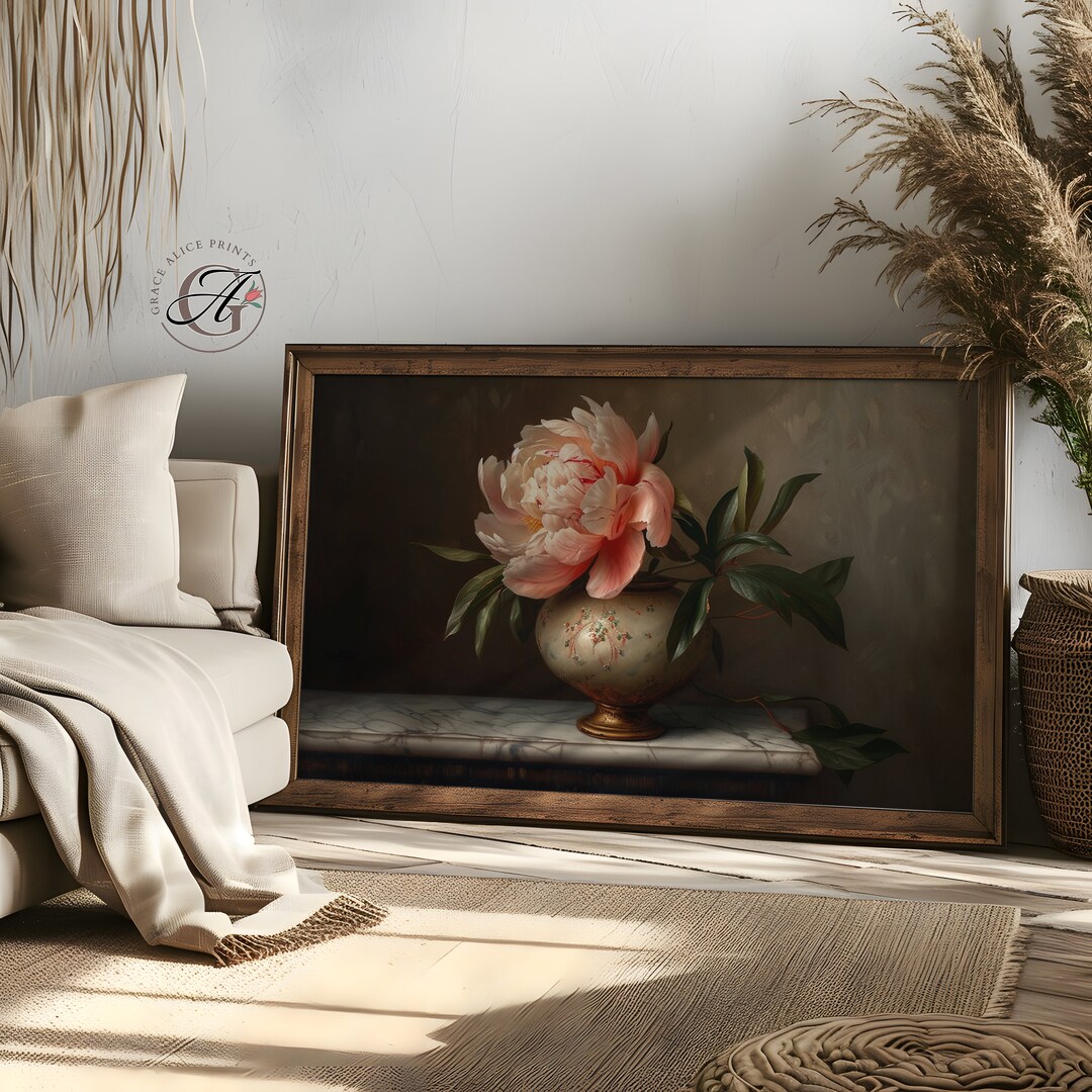 Pink Peony Wall Art, Peony Artwork, Botanical Artwork, Botanical ...