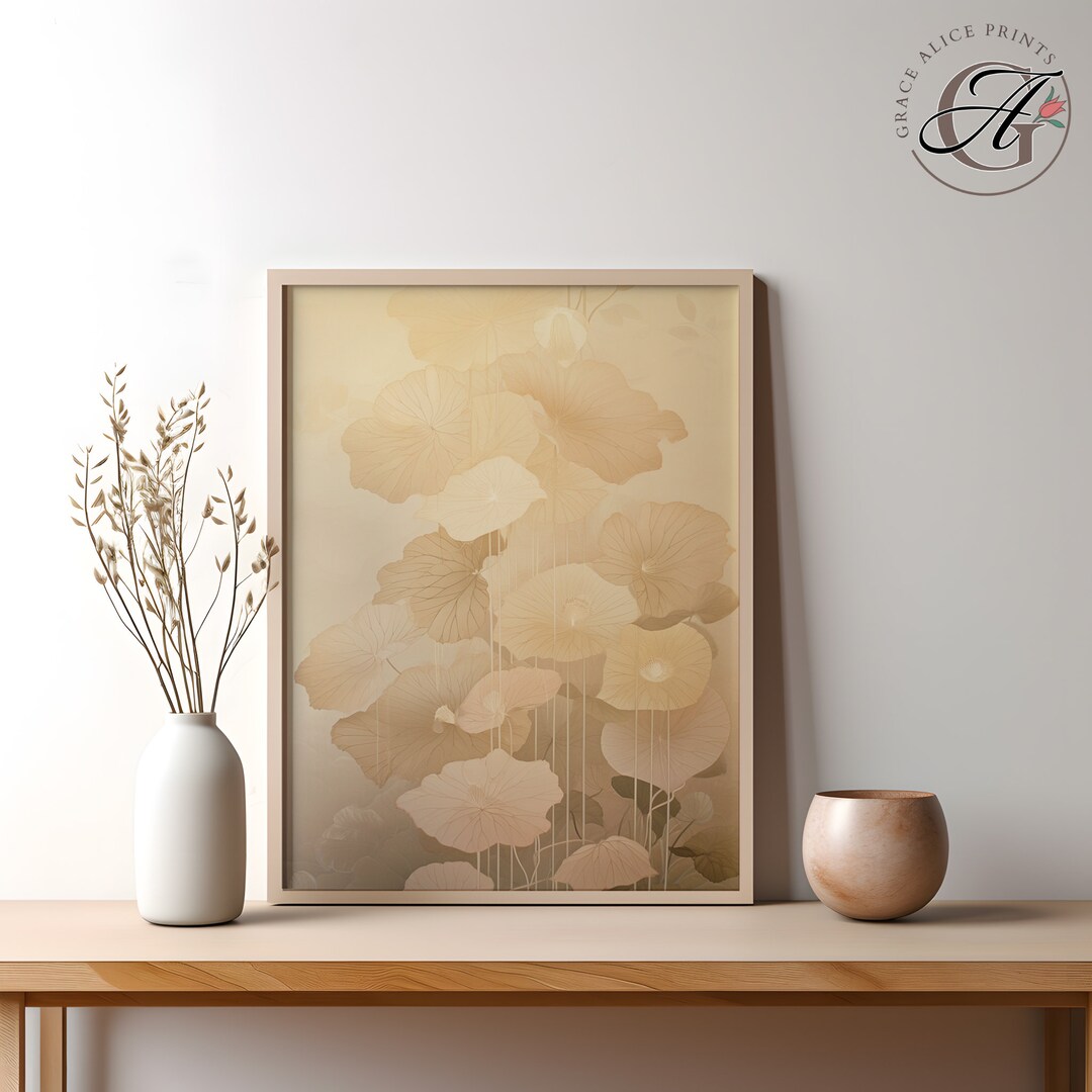 Japandi Wandkunst, Gold Ginkgo Blatt, Japandi digitaler Download, Japandi Druck, Japandi Dekor ...