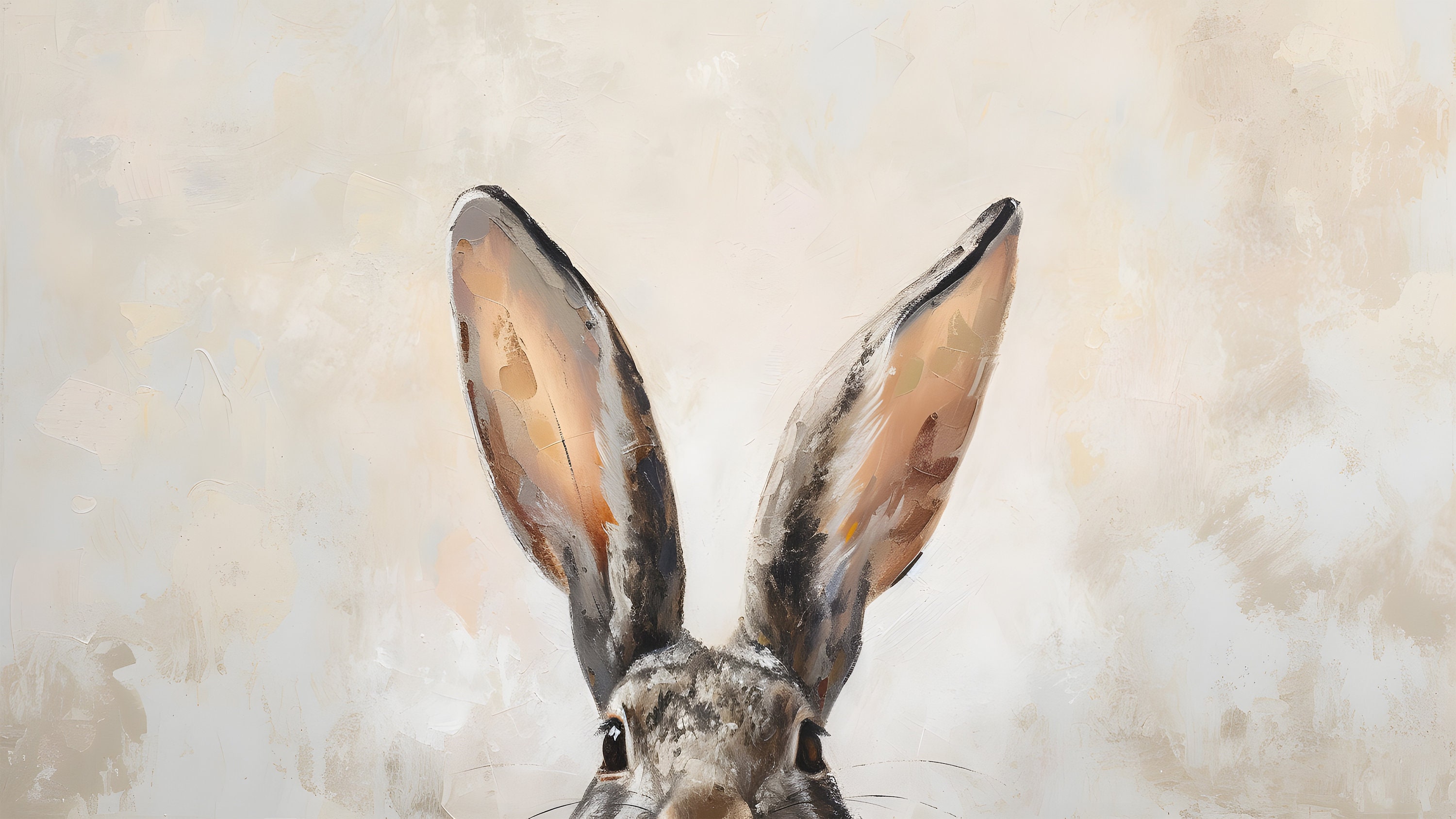 Frame TV Art Easter Bunny Ears, Bunny Ears Frame TV Art, Oil on Canvas ...