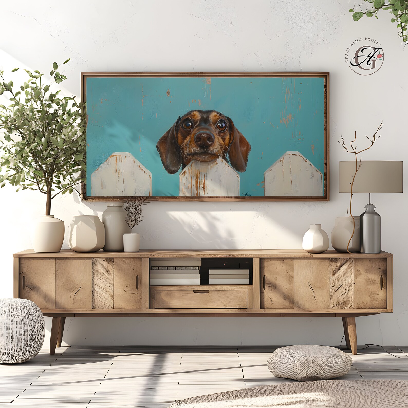 Frame TV Dachshund Dog Art, Dachshund Artwork, Dog Painting, Dog ...