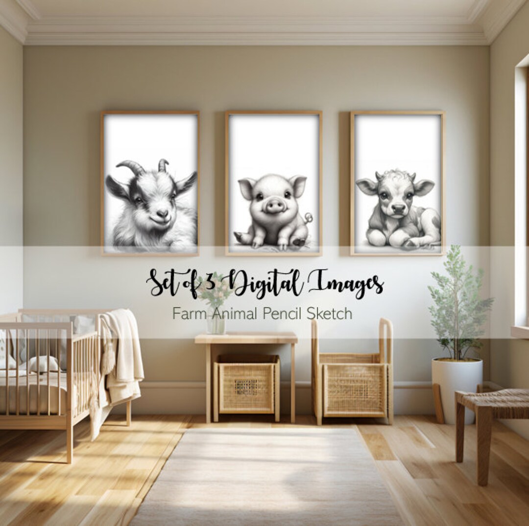 Farm Animal Pencil Sketch - Etsy