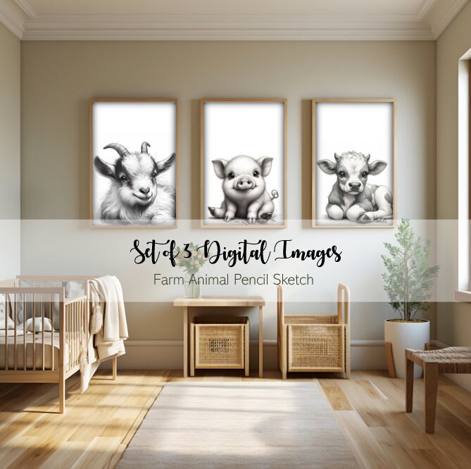 Farm Animal Pencil Sketch - Etsy