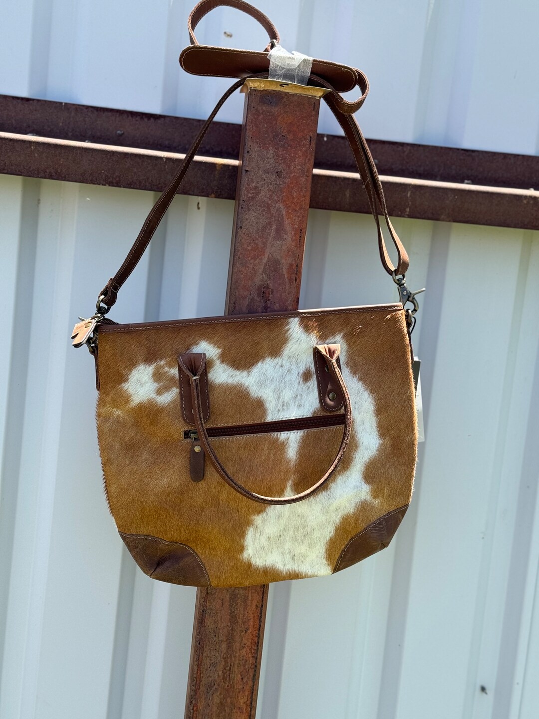 Myra Leather/cow Hide Purse - Etsy