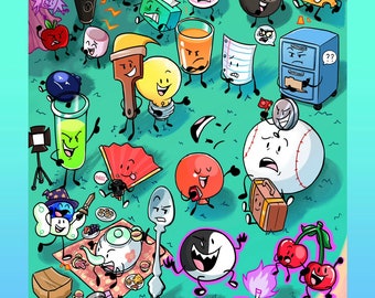 BFDI X Inanimate Insanity out to the Theater Poster Print 11x17 2023 - Etsy