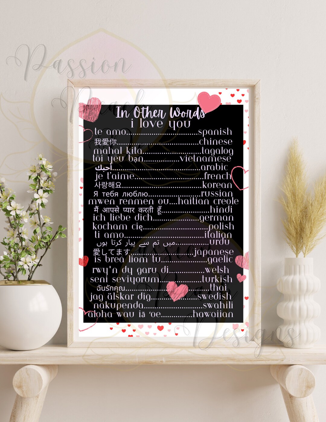 I Love You in Many Languages Wall Print, Digital Download Print, Retro ...