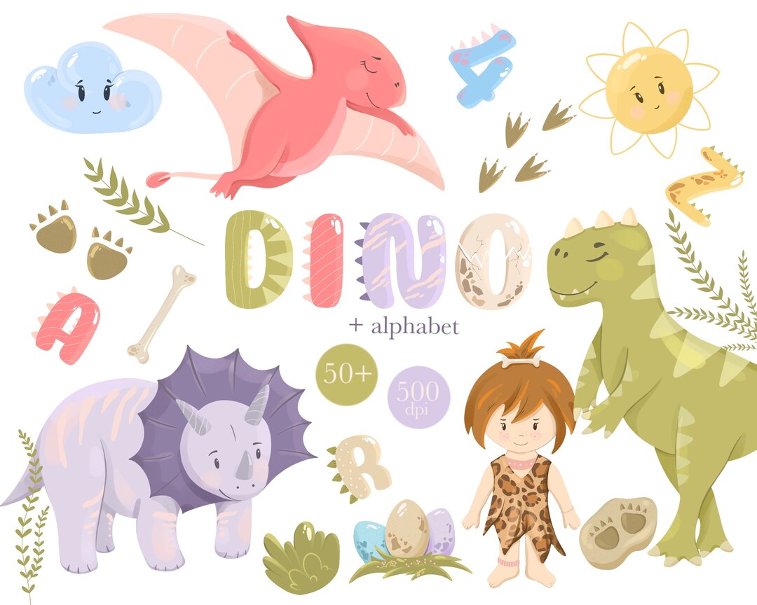 Dinosaur Clipart,dino Clipart, Dinosaur Alphabet,dinosaur Baby Shower ...