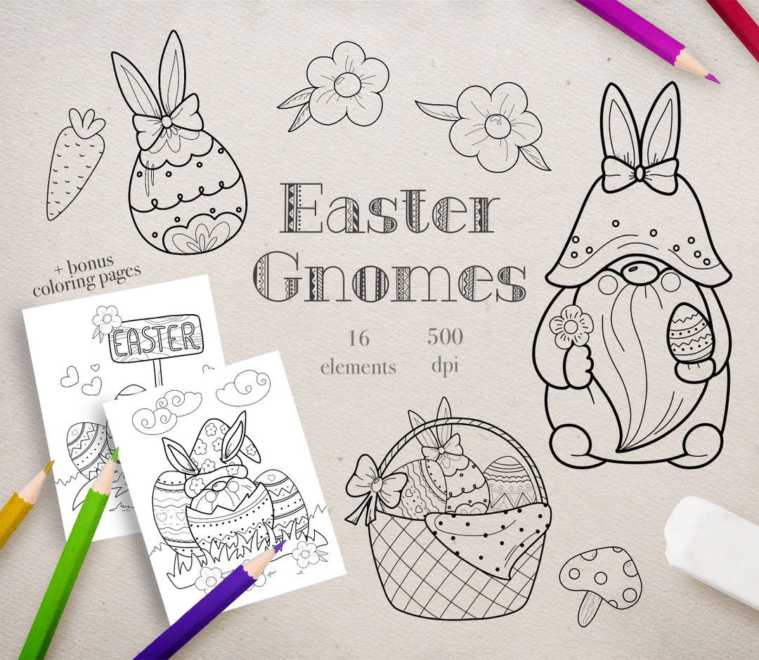Easter Gnome Clipart PNG, Easter Gnome Silhouette, Spring Gnome, Gnome ...