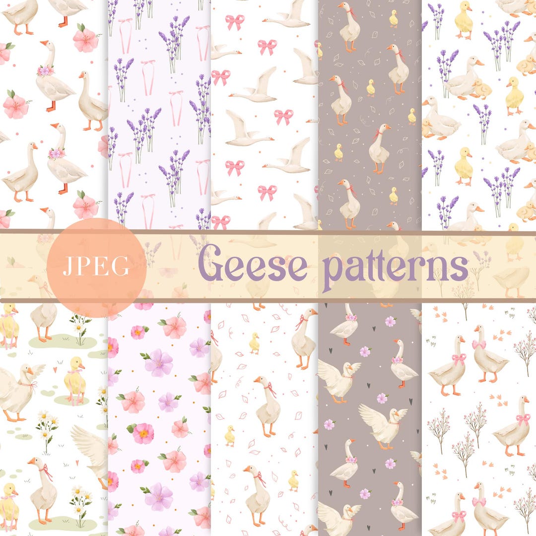 Geese Seamless Paterns, Duck Seamless, Cottagecore Scrapbook Papers ...
