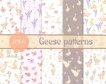 Geese Seamless Paterns, Duck Seamless, Cottagecore Scrapbook Papers ...