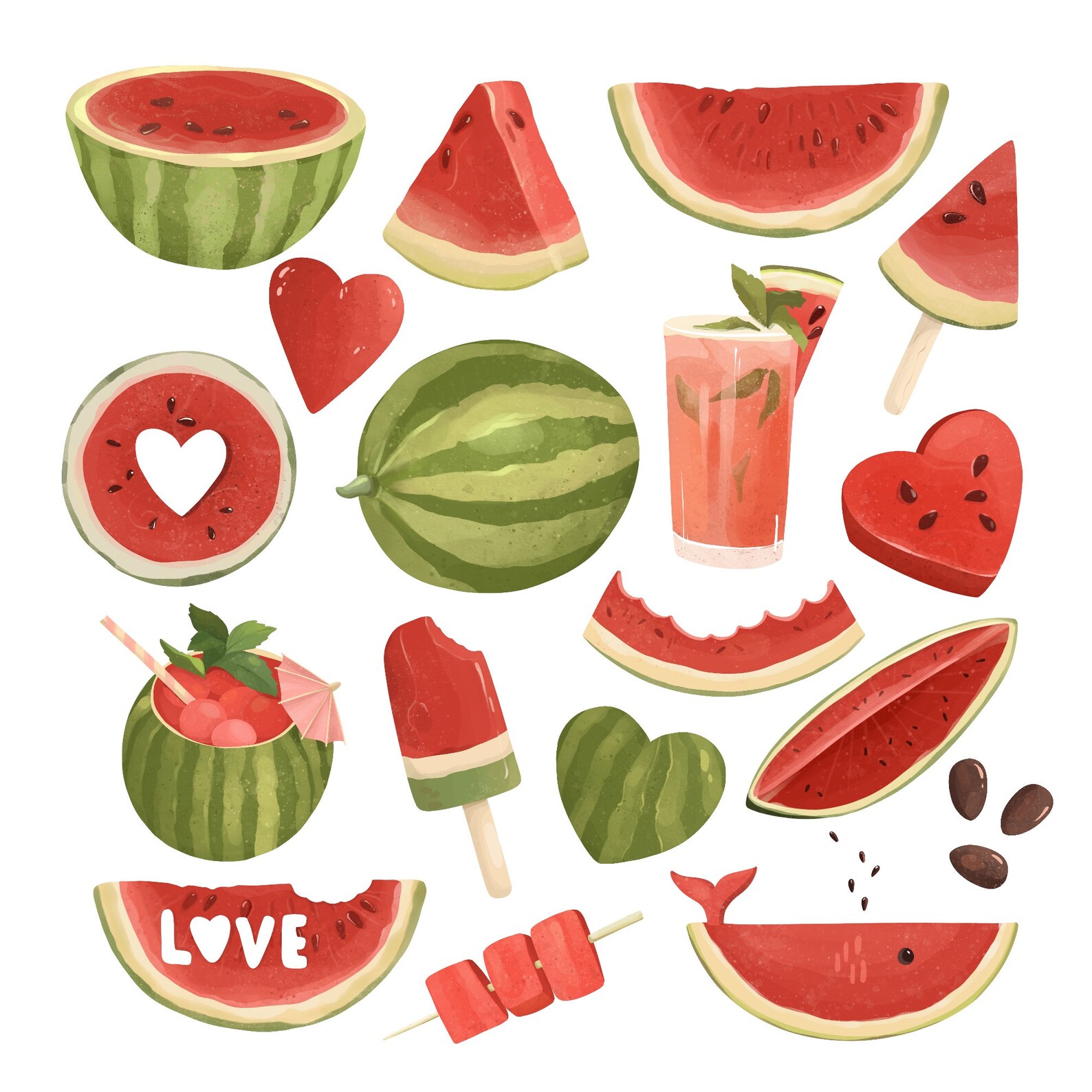 Watermelon Clipart, Watermelon Picnic, Watermelon Party, Summer Fruit ...