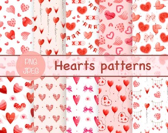 Heart Clipart PNG, Watercolor Hearts, Valentines Day Clipart, Pink ...