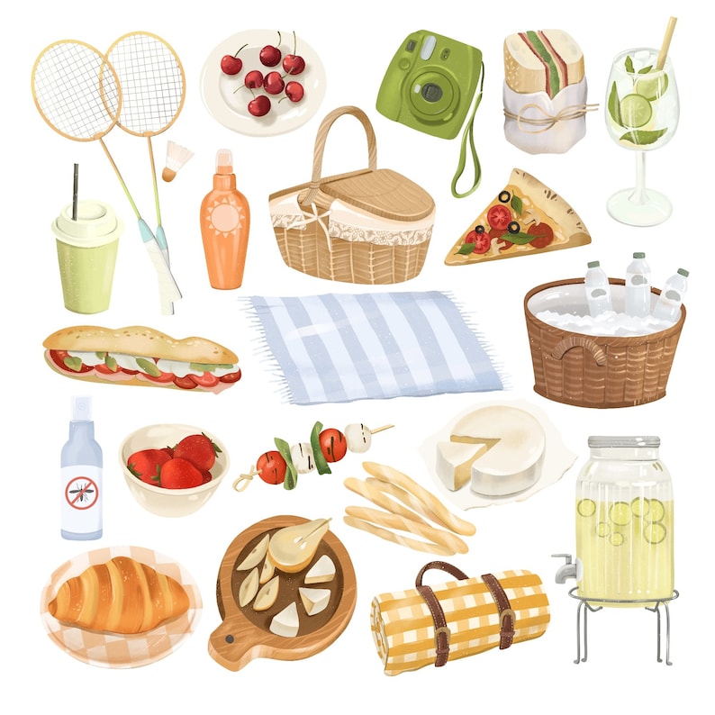 Picnic Clipart, Summer Picnic, Picnic Blanket, Sandwich PNG, Nature ...