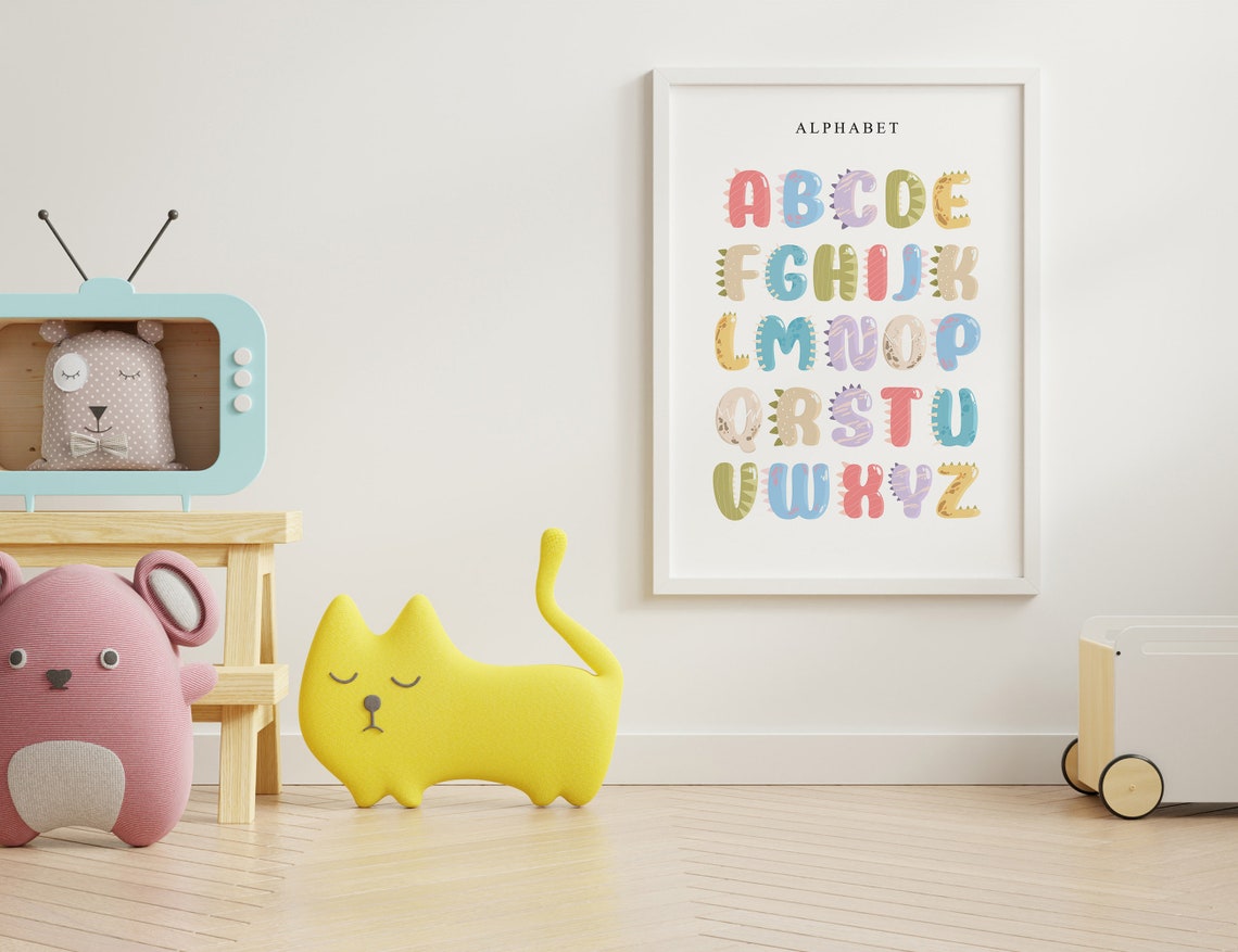 Dinosaur Alphabet and Numbers Printable Clipart,alphabet Poster ...