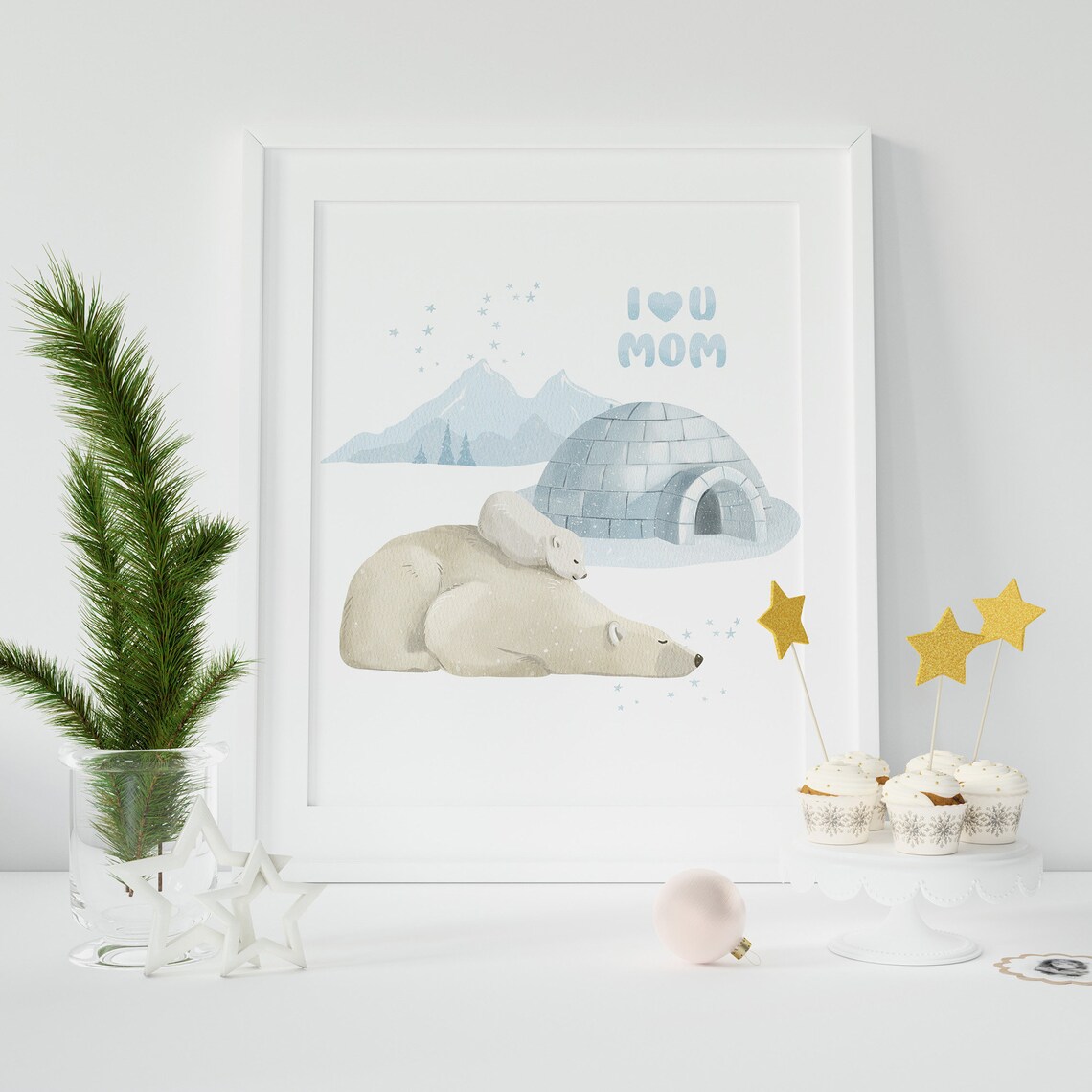 Watercolor Polar Bear Clipart: Arctic Animals PNG Set, North Pole ...