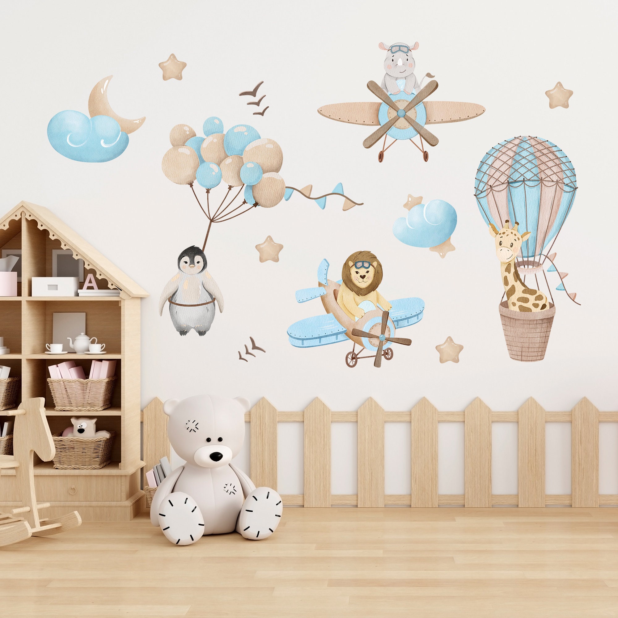 In the Sky Clipart, Watercolor Airplane PNG, Cute Pilot Animals PNG ...