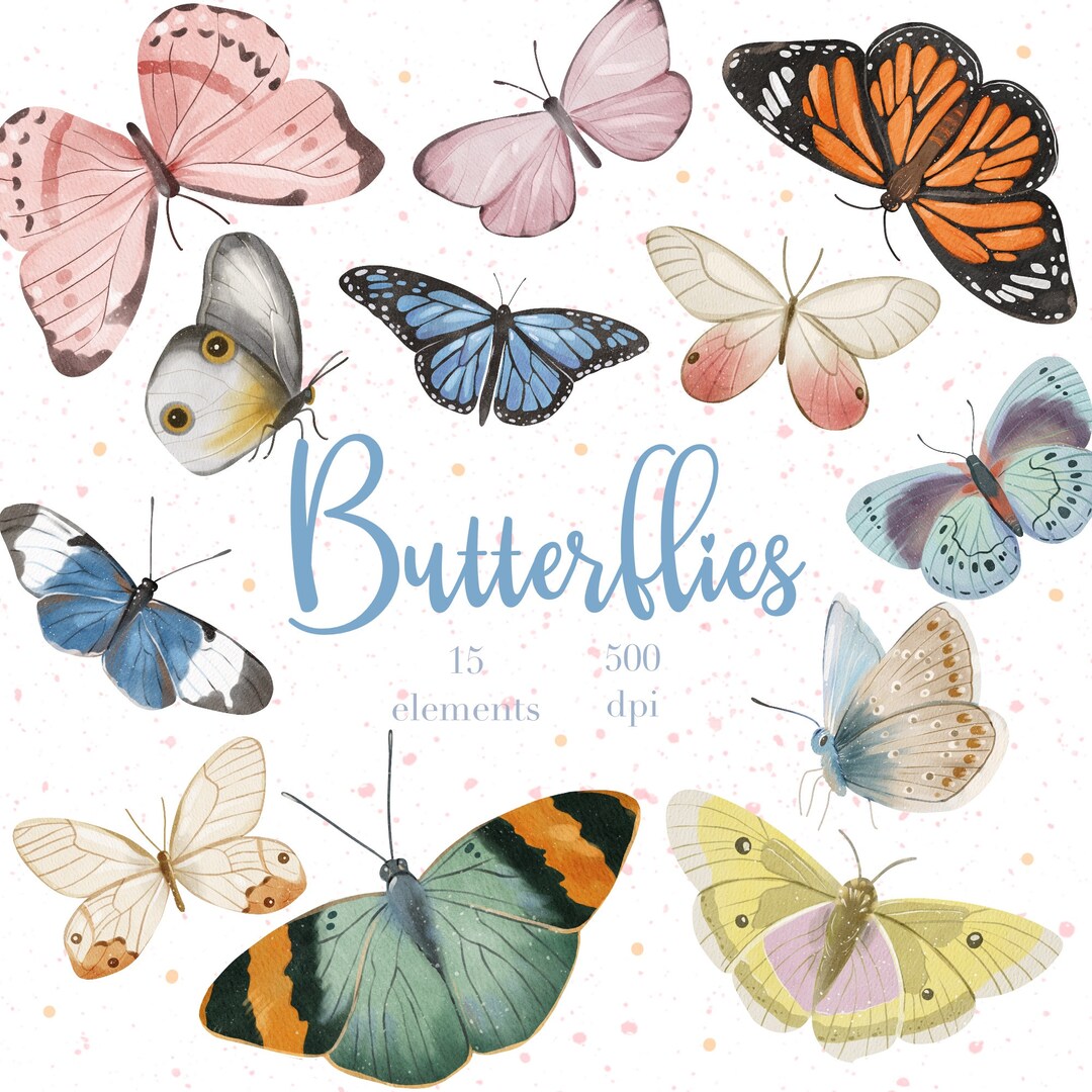Watercolor Butterflies Clipart, Butterfly Illustration, Planner and ...